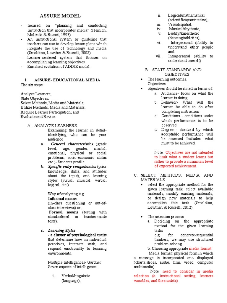 Assure Model | PDF | Learning | Multimedia