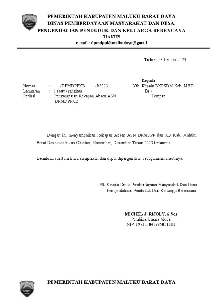 Surat Pengantar DPMD | PDF