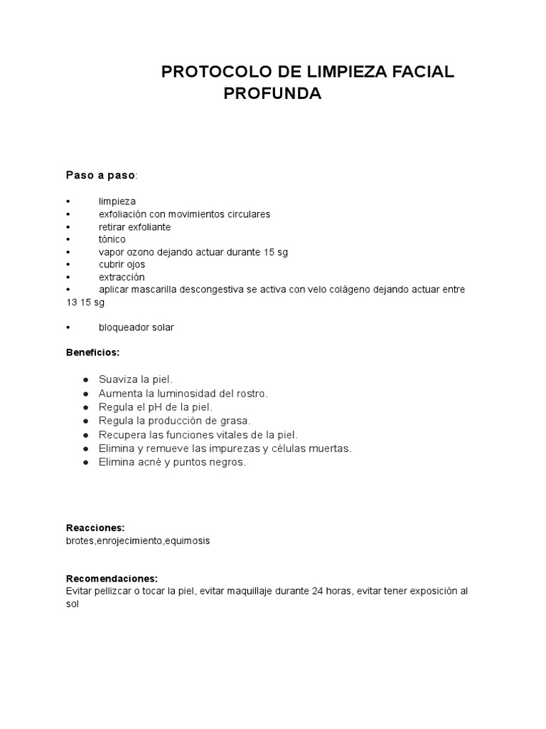 Protocolo de Limpieza Facial Profunda: Paso A Paso | PDF | Especialidades Medicas | Medicina CLINICA