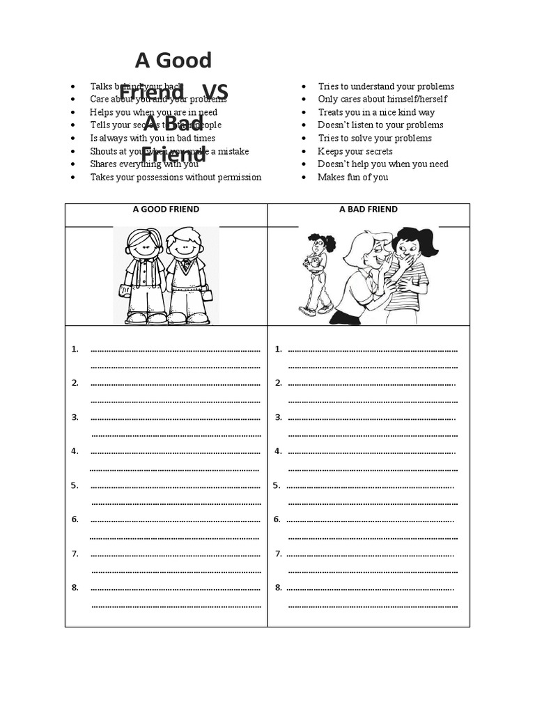 Good Friends vs Bad Friends Guide | PDF