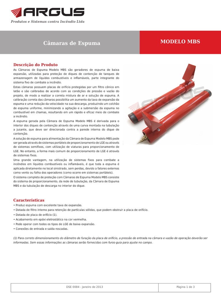 Câmaras de Espuma: Modelo Mbs | PDF | Física Aplicada e ...