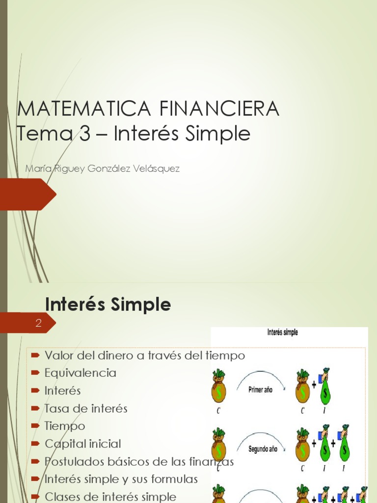 Tema 3-Interes Simple | PDF | Interés | Tasas de interés