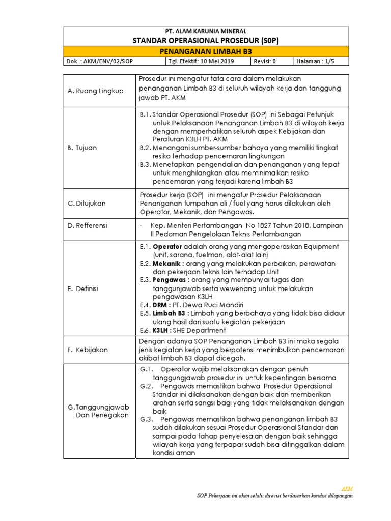 SOP_Penanganan limbah B3 | PDF