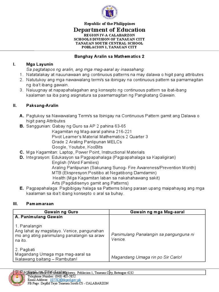 DLP Mathematics 2 COT1 | PDF