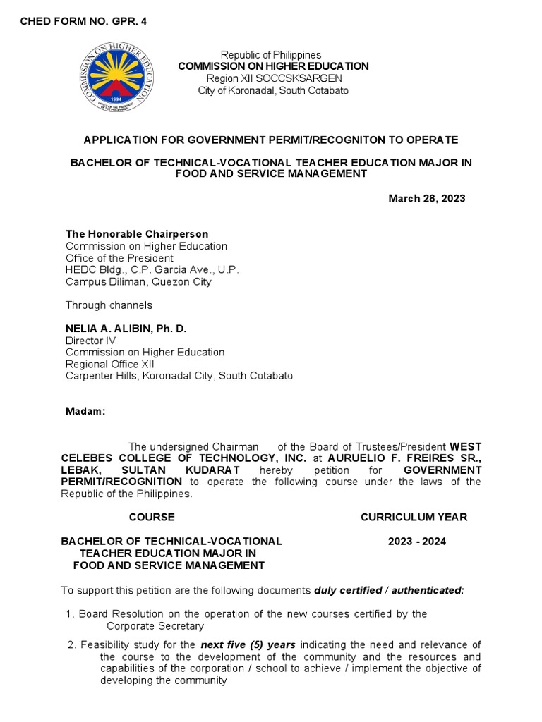 CHED Form Application for New Course | PDF | Employment | Notary Public