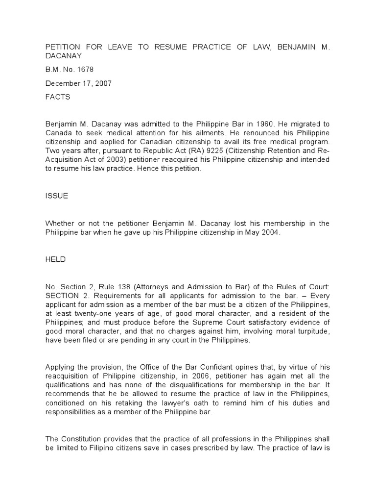 X Dacanay | PDF | Lawyer | Citizenship