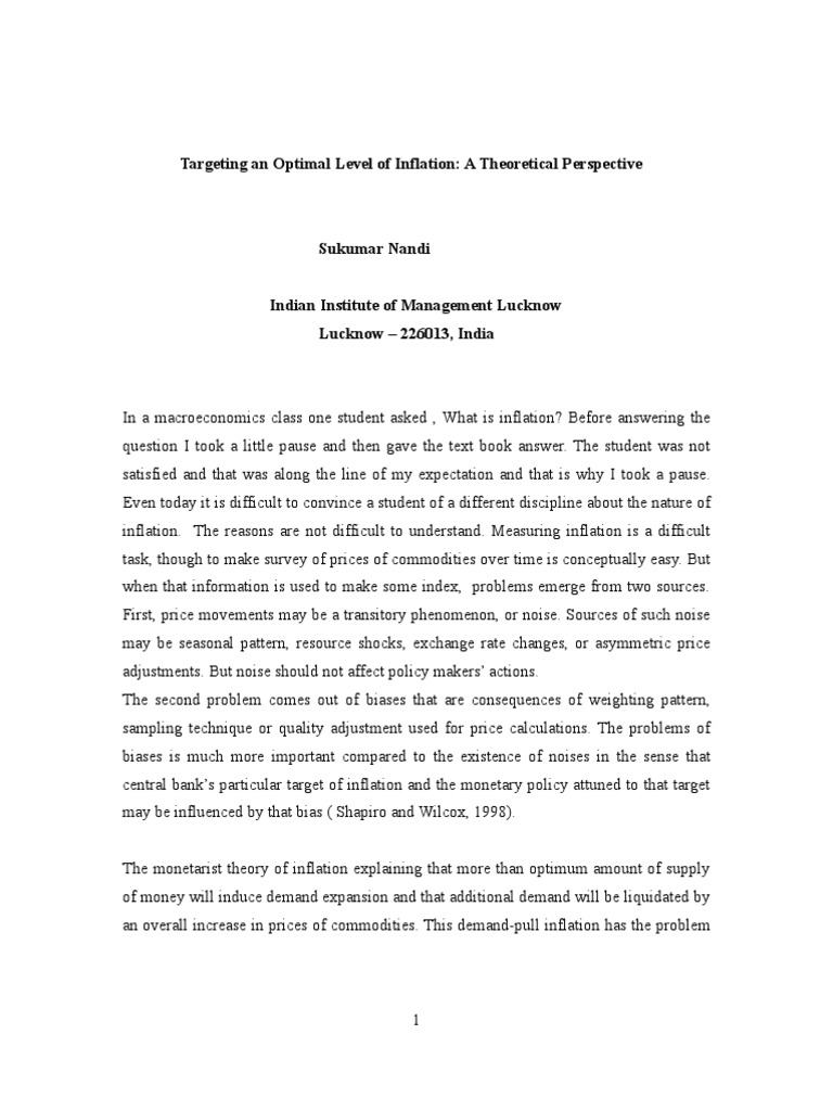 Inflation Targeting and Optimal Level of It | PDF | Inflation Targeting ...