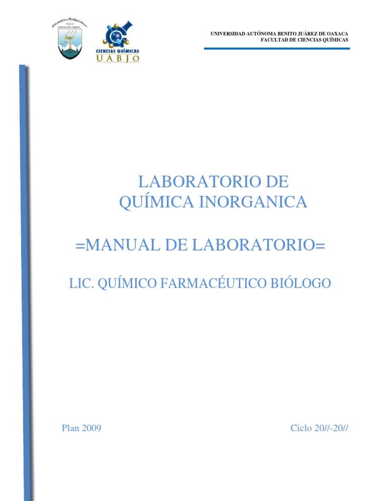Manual de Practicas de QUIM. INORG | PDF | Ácido | Materiales