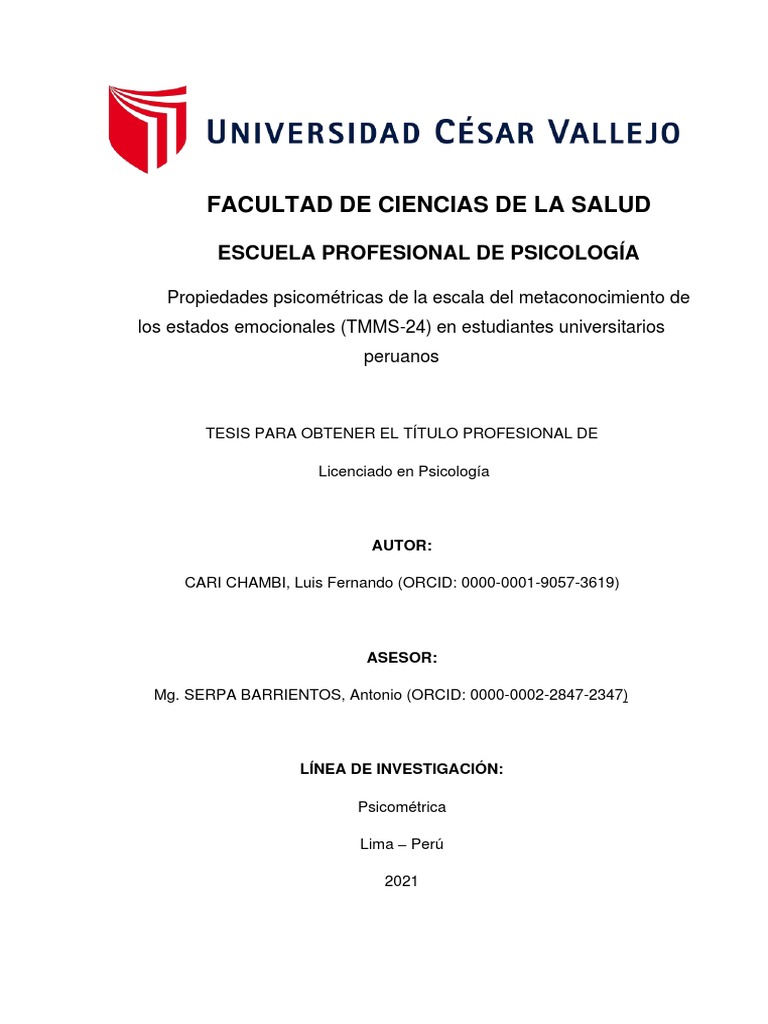 Prueba Psicometrica TMMS-24 | PDF | Validez (Estadísticas) | Las emociones