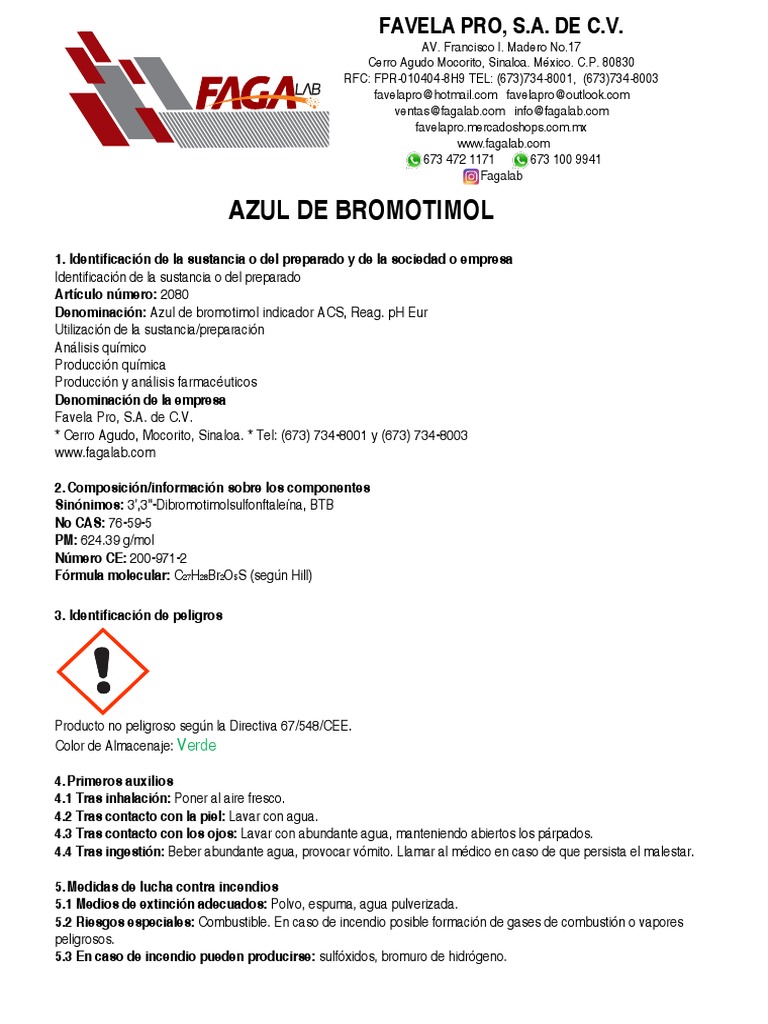 Azul de Bromotimol | Descargar gratis PDF | Agua | Toxicidad