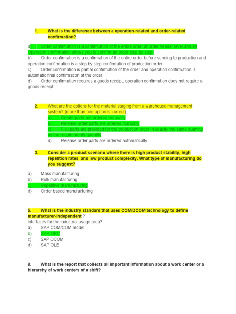 Test Practice For SAP PP Certification | PDF | Component Object Model ...