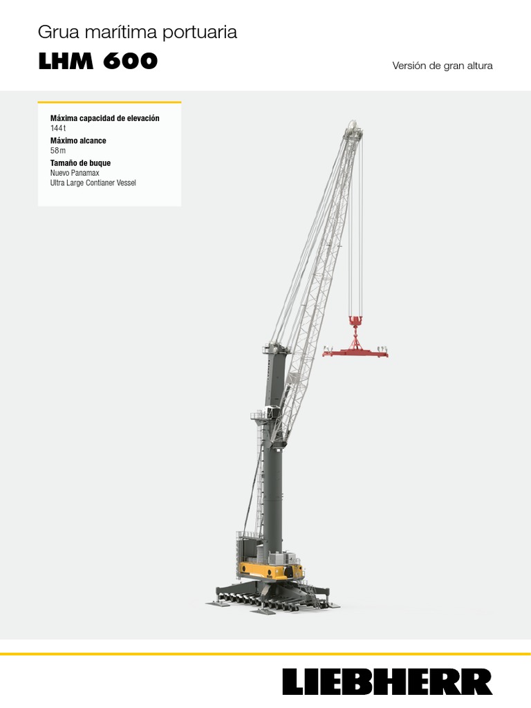 Liebherr LHM 600 High Rise Mobile Harbour Crane Datasheet Spanish | PDF ...