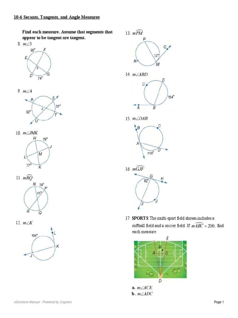 10 6 Secants Tangents and Angle Measures | PDF