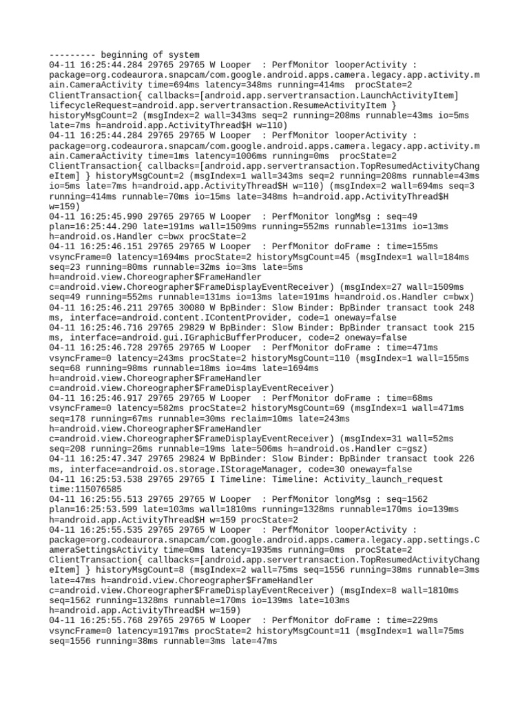 Camera Activity Performance Logs | PDF | Computing | Operating System Families
