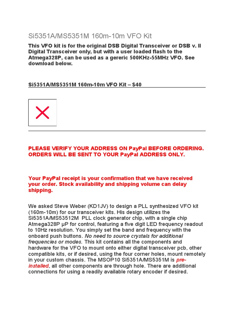 Si5351A/MS5351M 160m-10m VFO Kit | PDF | Arduino | Printed Circuit Board