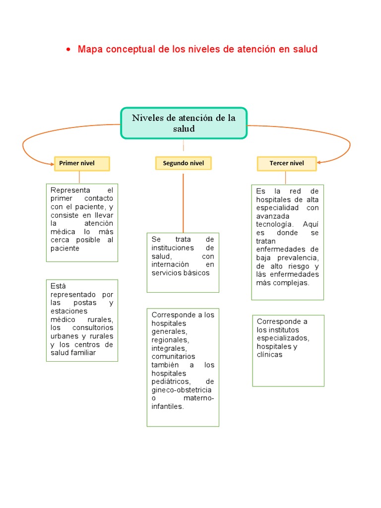 Mapa Conceptual de Los Niveles de Atención en Salud | PDF | Hospital | Cuidado de la salud
