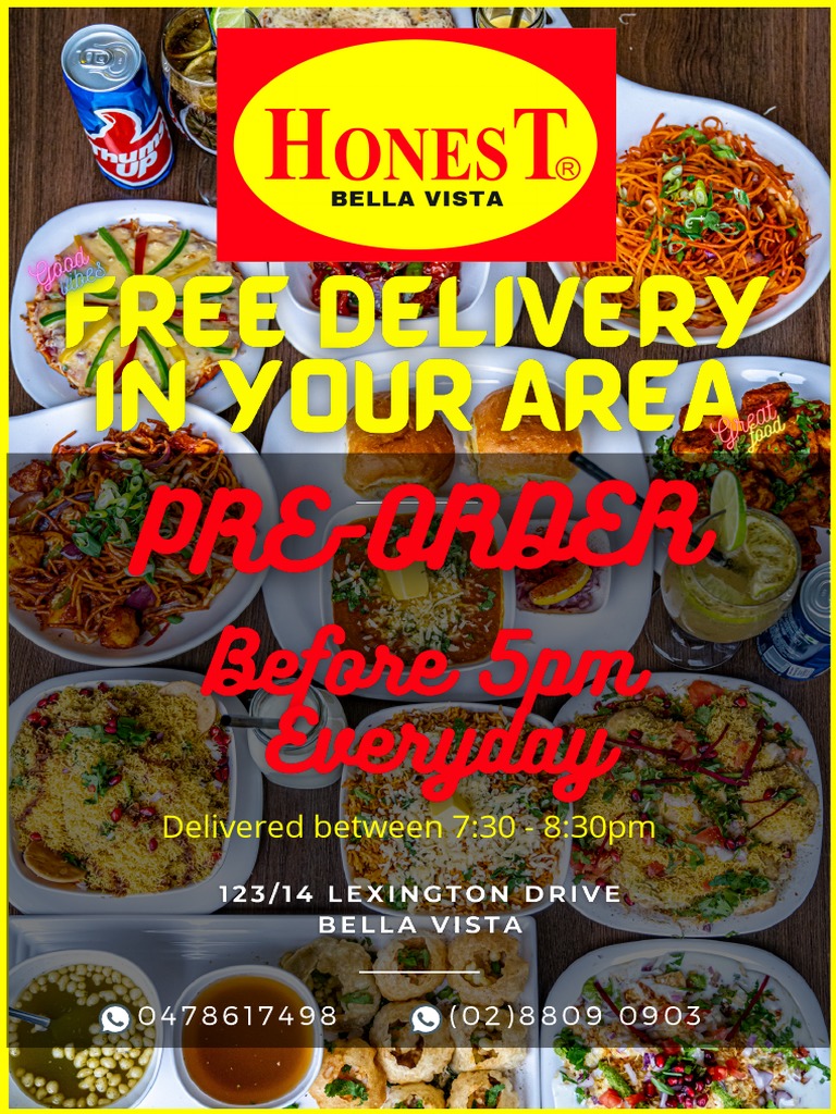 Honest Delivery Menu | PDF | Chutney | Pizza