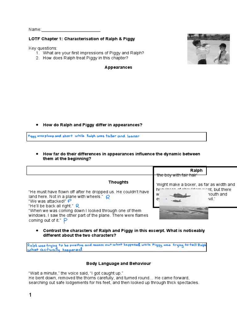 LOTF: Ralph & Piggy's First Impressions | PDF