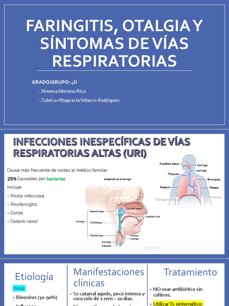 Faringitis, Otalgia y Sintomas de Vias Respiratorias | PDF | Resfriado ...