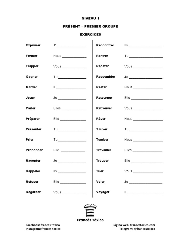 Exercices de conjugaison 1er groupe | PDF