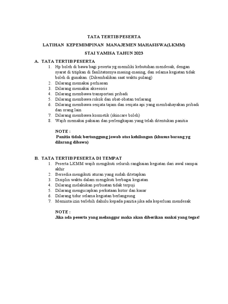 Tata Tertib Peserta | PDF