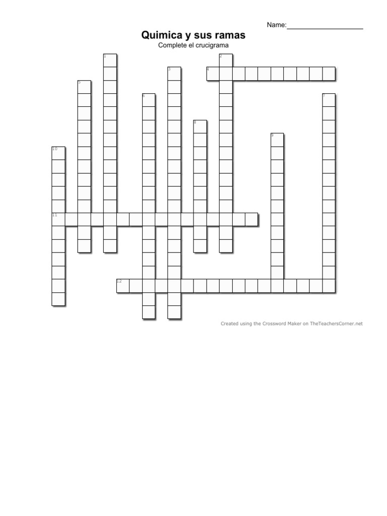 Crucigrama Quimica y Sus Ramas | PDF | Química | Importar