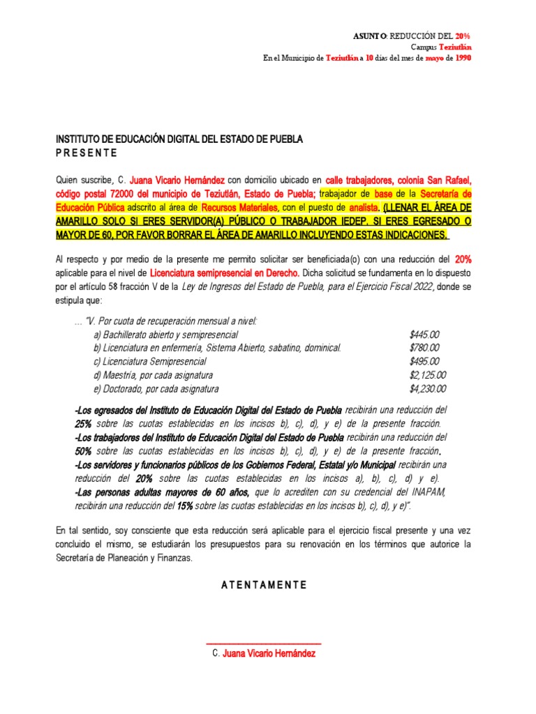 1.1 Solicitud de Descuento - Condonación Llenado | PDF | Gobierno