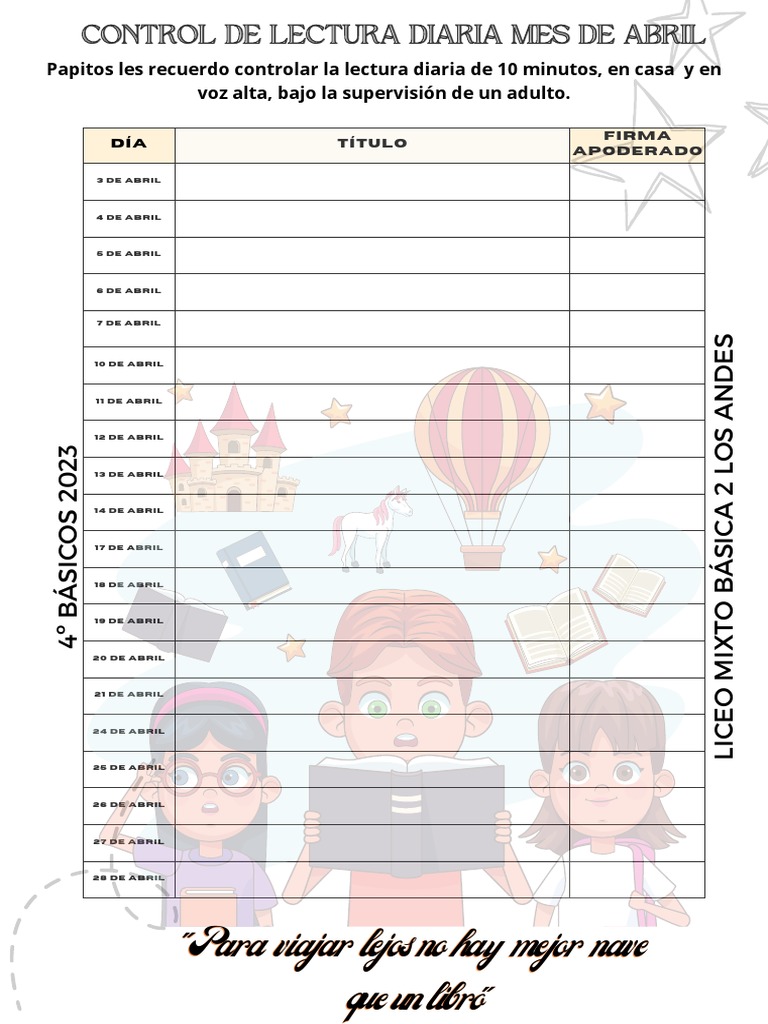 Control de Lectura Diaria | PDF
