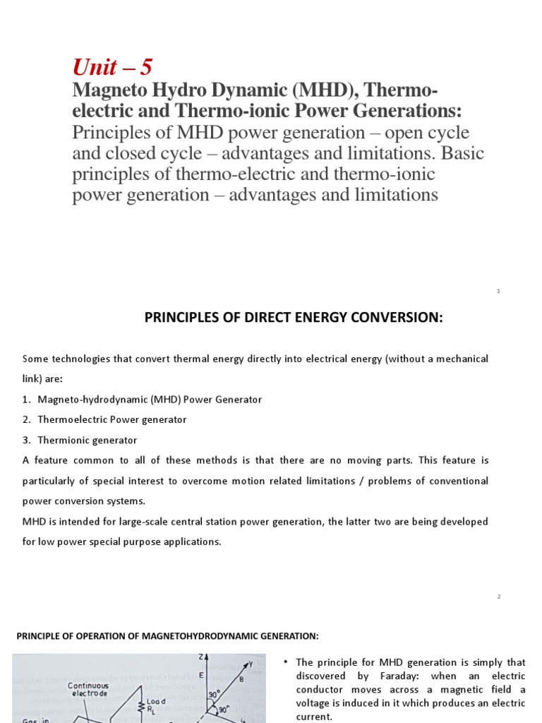 Unit-5 Direct Energy Conversion | PDF | Electricity Generation | Nature