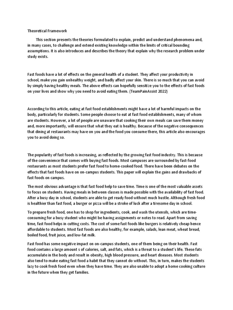 Effects of Fast Food on Students' Health | PDF | Fast Food | Food And Drink