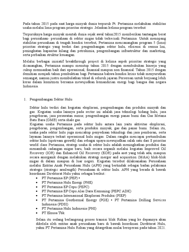 PROGRAM PERTAMINA 2015 | PDF