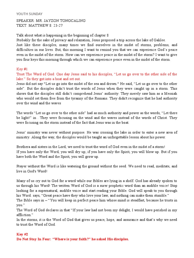 Sermon-Youth Sunday | PDF | Jesus | Disciple (Christianity)