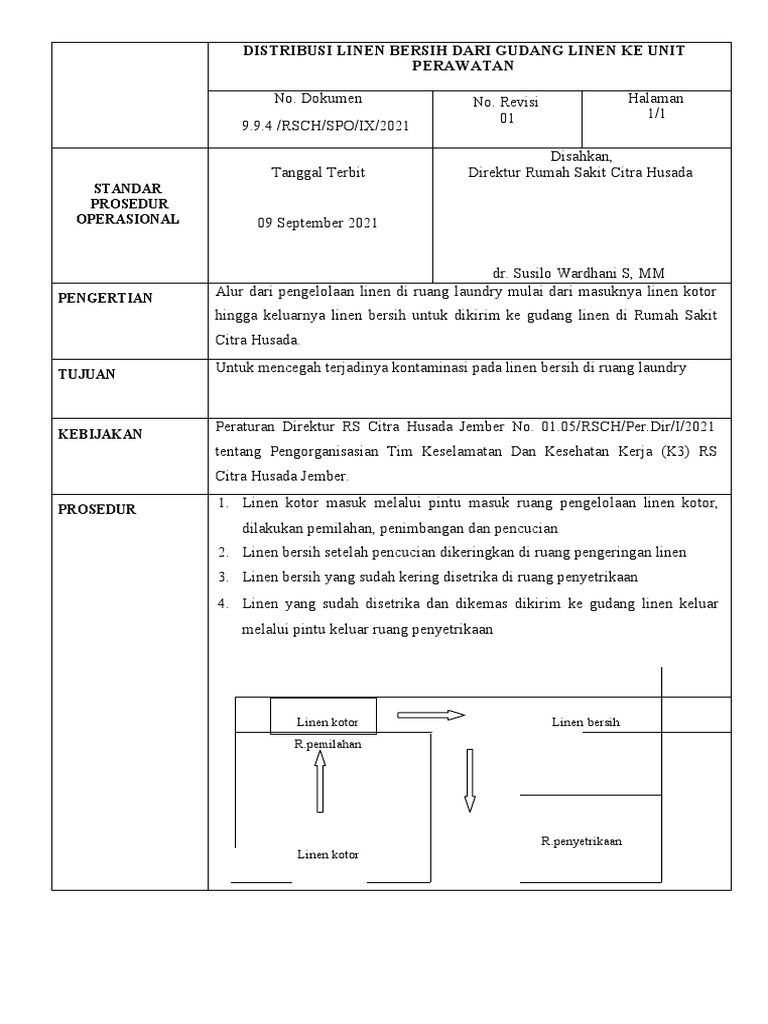 Spo Alur Pengelolaan Linen Di Laundry | PDF