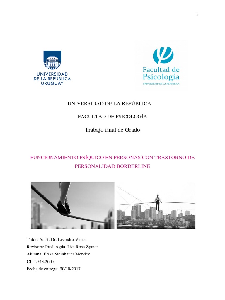 TFG Final PDF | PDF | Trastorno límite de la personalidad | Teoría de apego