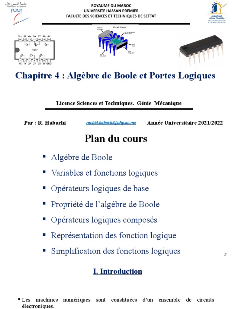 Chapitre 4: Algèbre de Boole Et Portes Logiques | PDF | Algèbre de ...