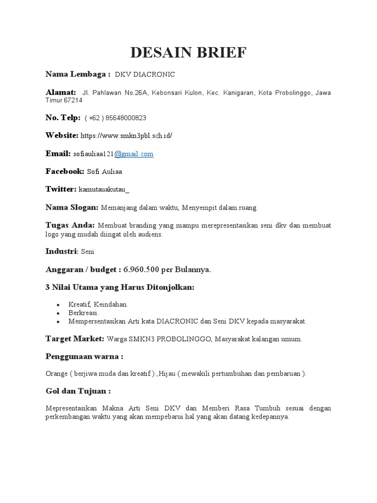 Desain Brief Sofi | PDF