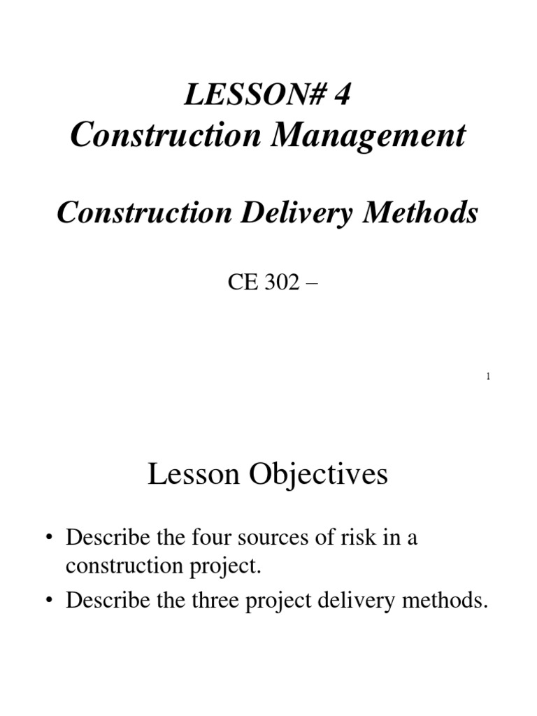 Construction Delivery Methods Pdf Pdf Project Management Economies