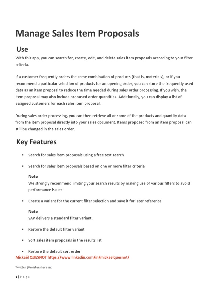 Manage Sales Item Proposals in SAP | PDF | Computer Architecture ...