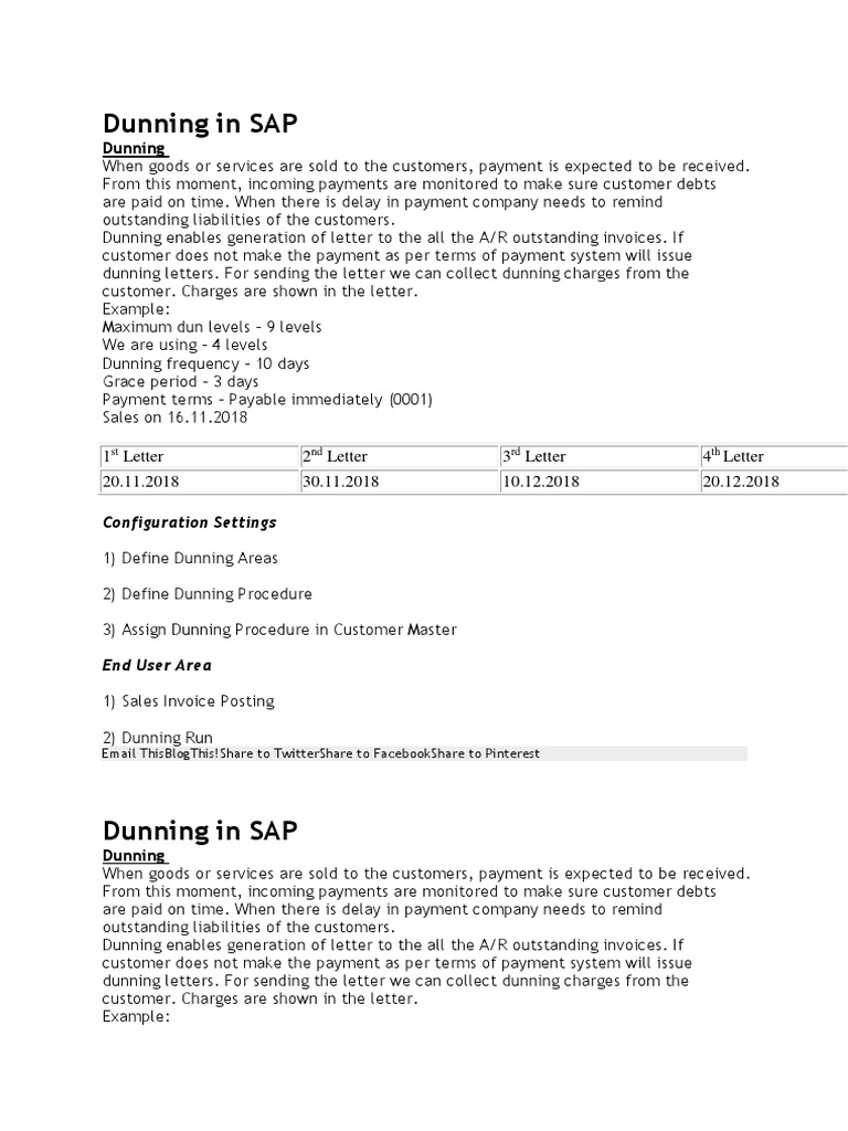 Dunning Sap Processing | PDF | Invoice | Service Industries