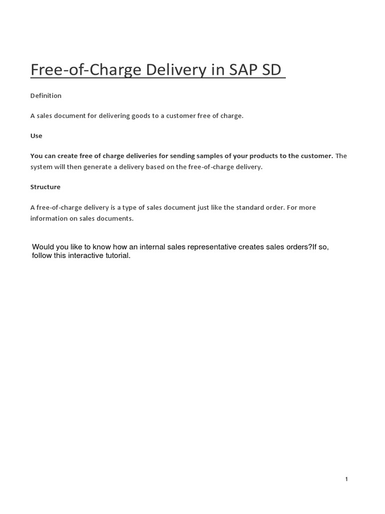 Free of Charge Delivery in SAP | PDF | Communication | Business