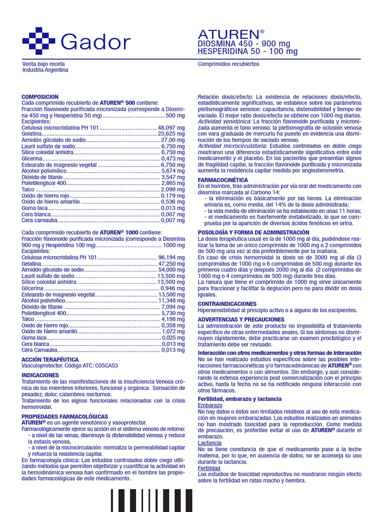 Aturen: DIOSMINA 450 - 900 MG HESPERIDINA 50 - 100 MG | PDF ...