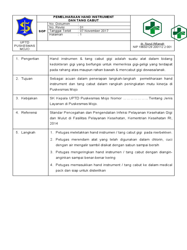 Pemeliharaan Hand Instrument Dan Tang Cabut | PDF