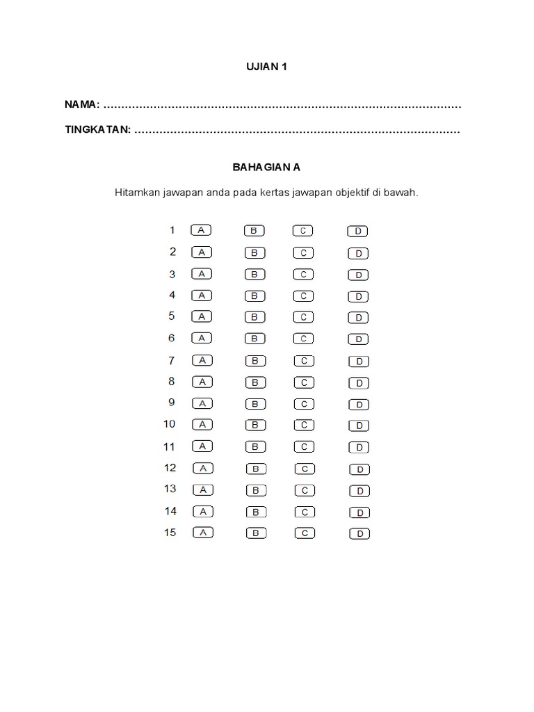 Kertas Jawapan Objektif | PDF
