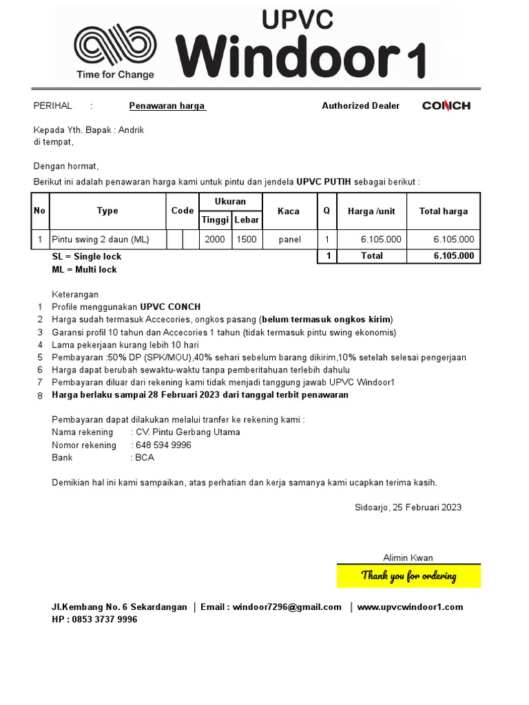 Bapak ANDRIK'23 - PNW UPVC | PDF
