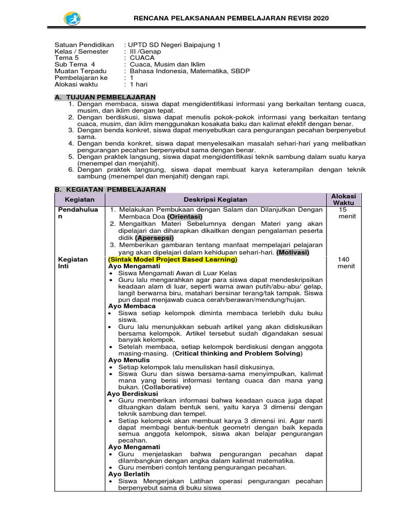 Kelas 3 Tema 5 Sub Tema 4 | PDF