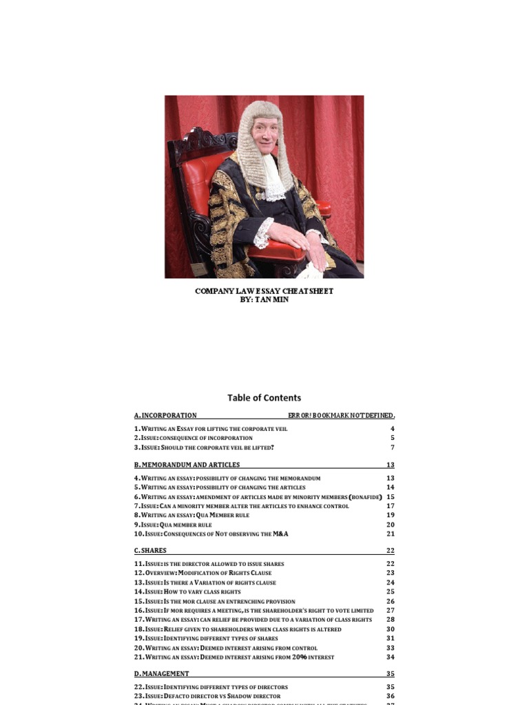 SMU Company Law Cheat Sheet | PDF | Piercing The Corporate Veil ...