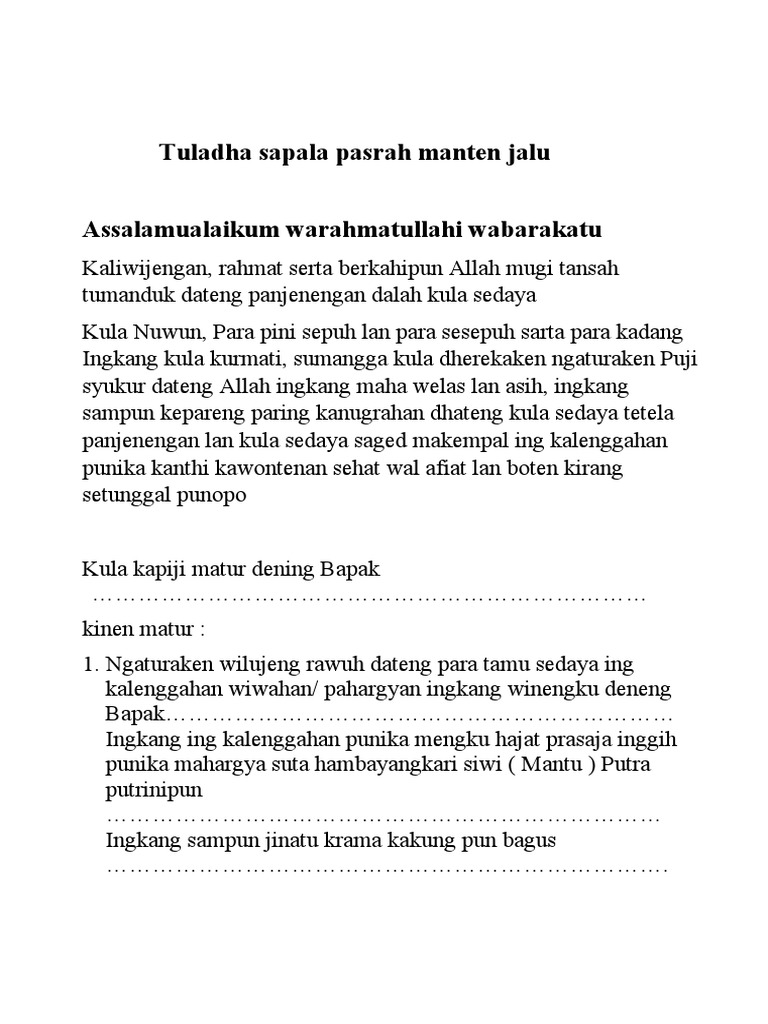 Tuladha Sapala Atur Panuwun | PDF