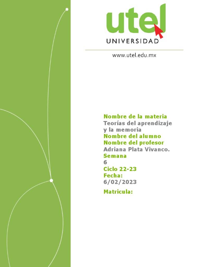 Actividad 6 Teorías Del Aprendizaje Y La Memoria Pdf Memoria