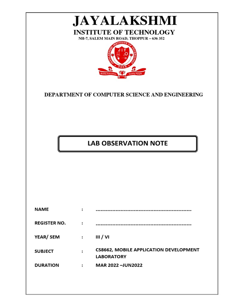 Cs8662-Mobile Application Development Laboratory-556050049-Cs8662 Mad Lab M | PDF | Android ...