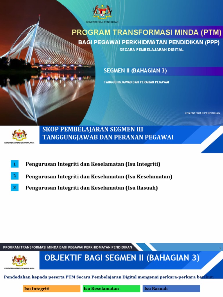 Program Transformasi Minda (PTM) : Bagi Pegawai Perkhidmatan Pendidikan (PPP) | PDF